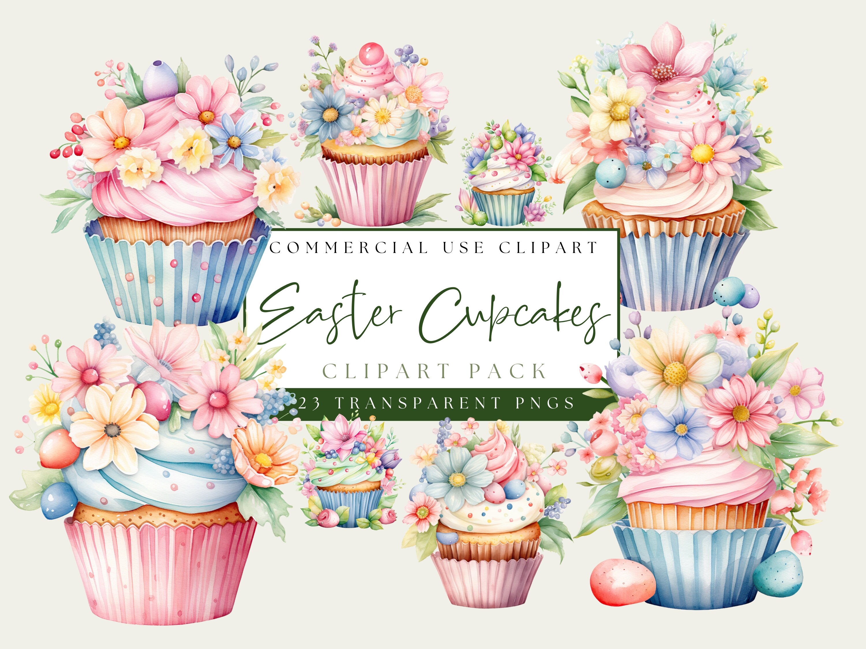 Easter Cupcake Clipart. Pastel Spring Cupcake Images. High Quality Pngs ...
