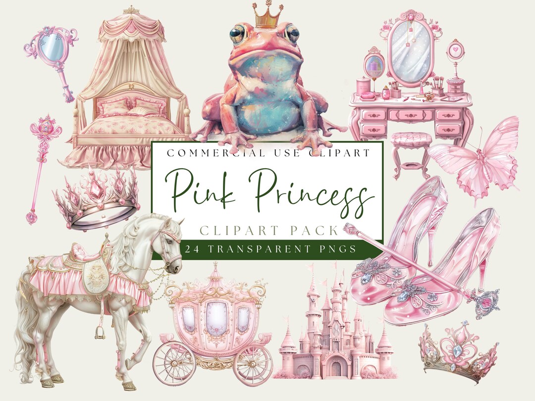 Pink Princess Watercolor Clipart. Royalty Pngs. Elegant Princess ...