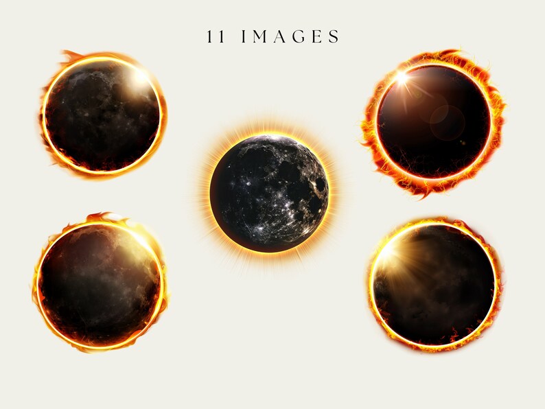 Solar Eclipse Clipart. Astrology Celestial PNG Bundle. Instant Digital ...