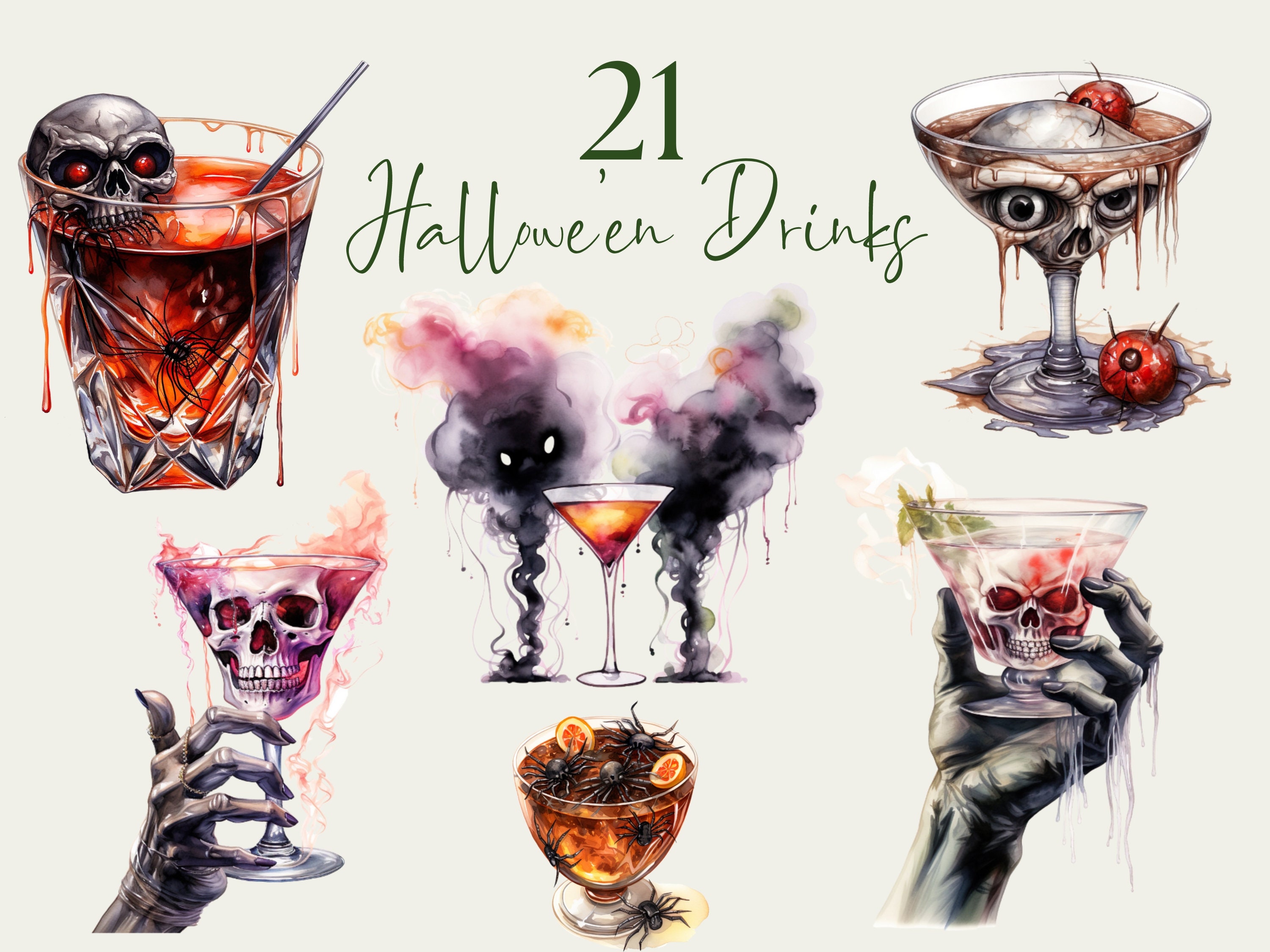 Halloween Cocktail Clipart. Spooky Halloween Drinks. PNG Clipart ...
