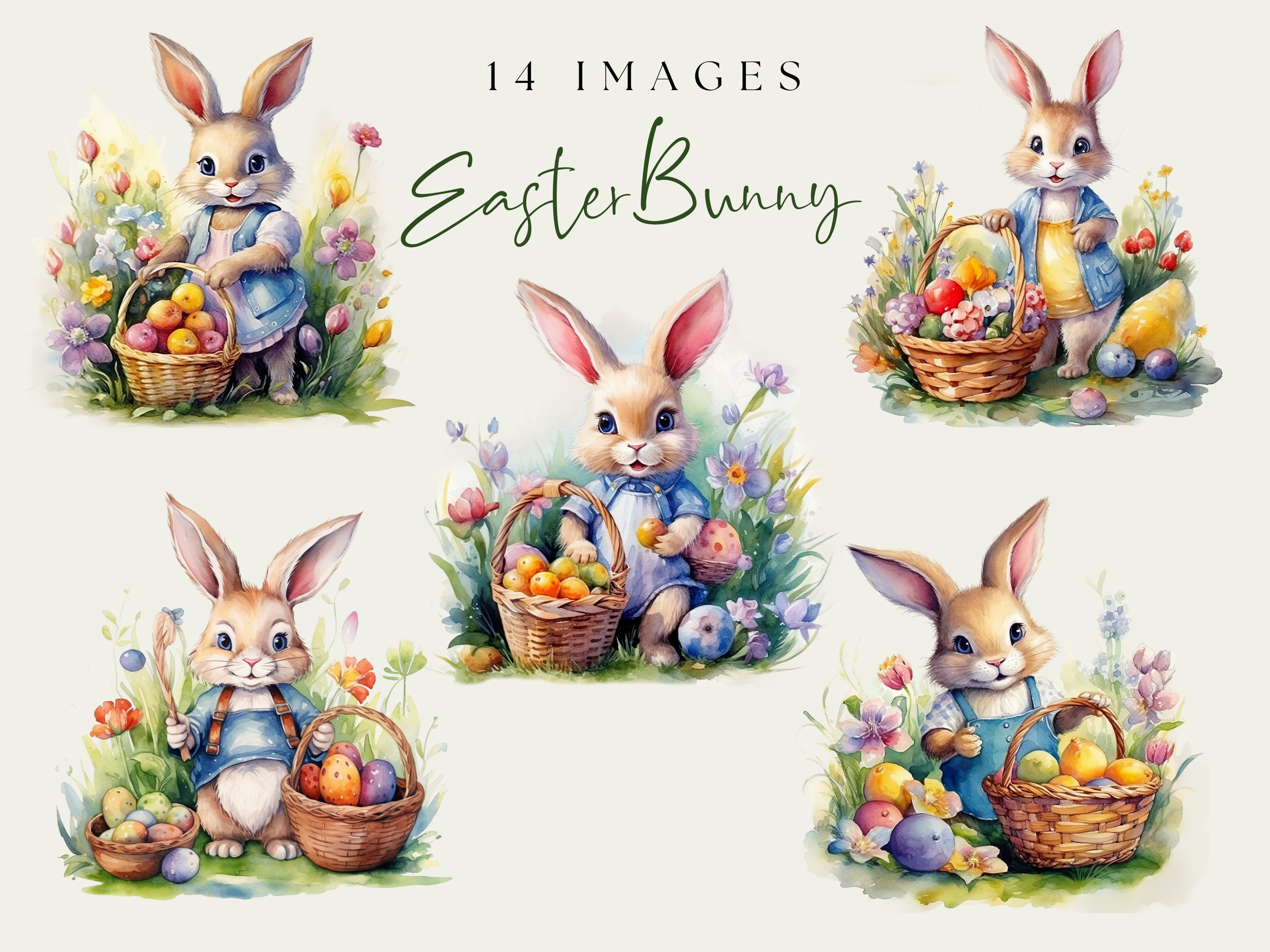 Easter Bunny Clipart Transparent. Cute Rabbit With Eater Basket Pngs ...