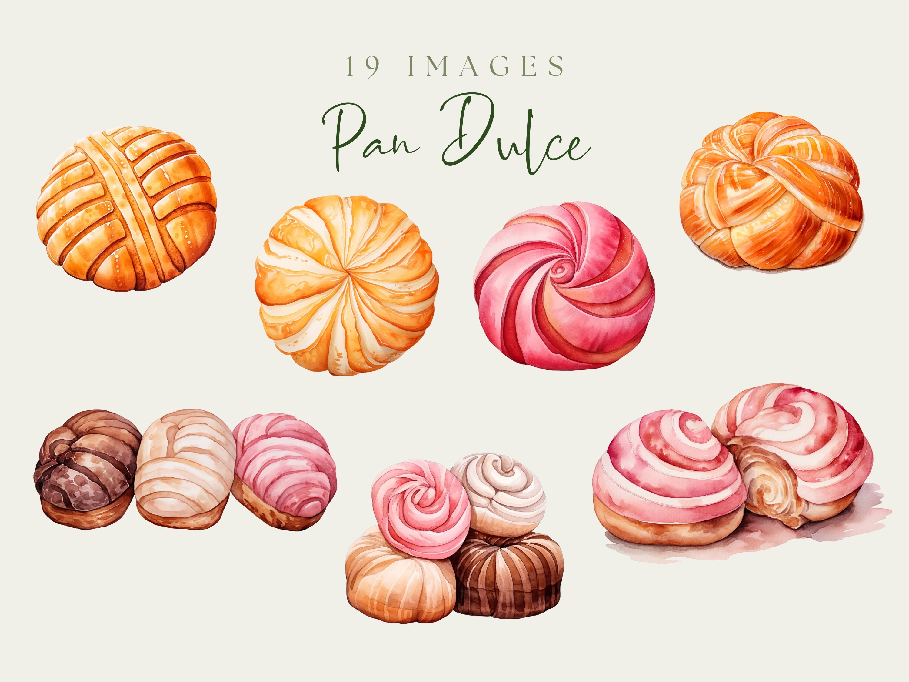 Pan Dulce Clipart. Mexican Sweet Bread Bundle. Mexican Pastries Set ...