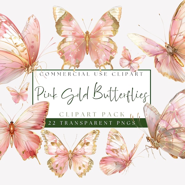 Pink Gold Butterfly Png - Etsy