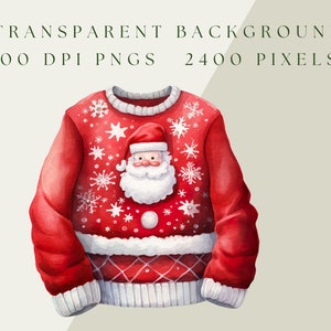Christmas Jumper Clipart PNG. Watercolor Ugly Christmas Sweater Day ...