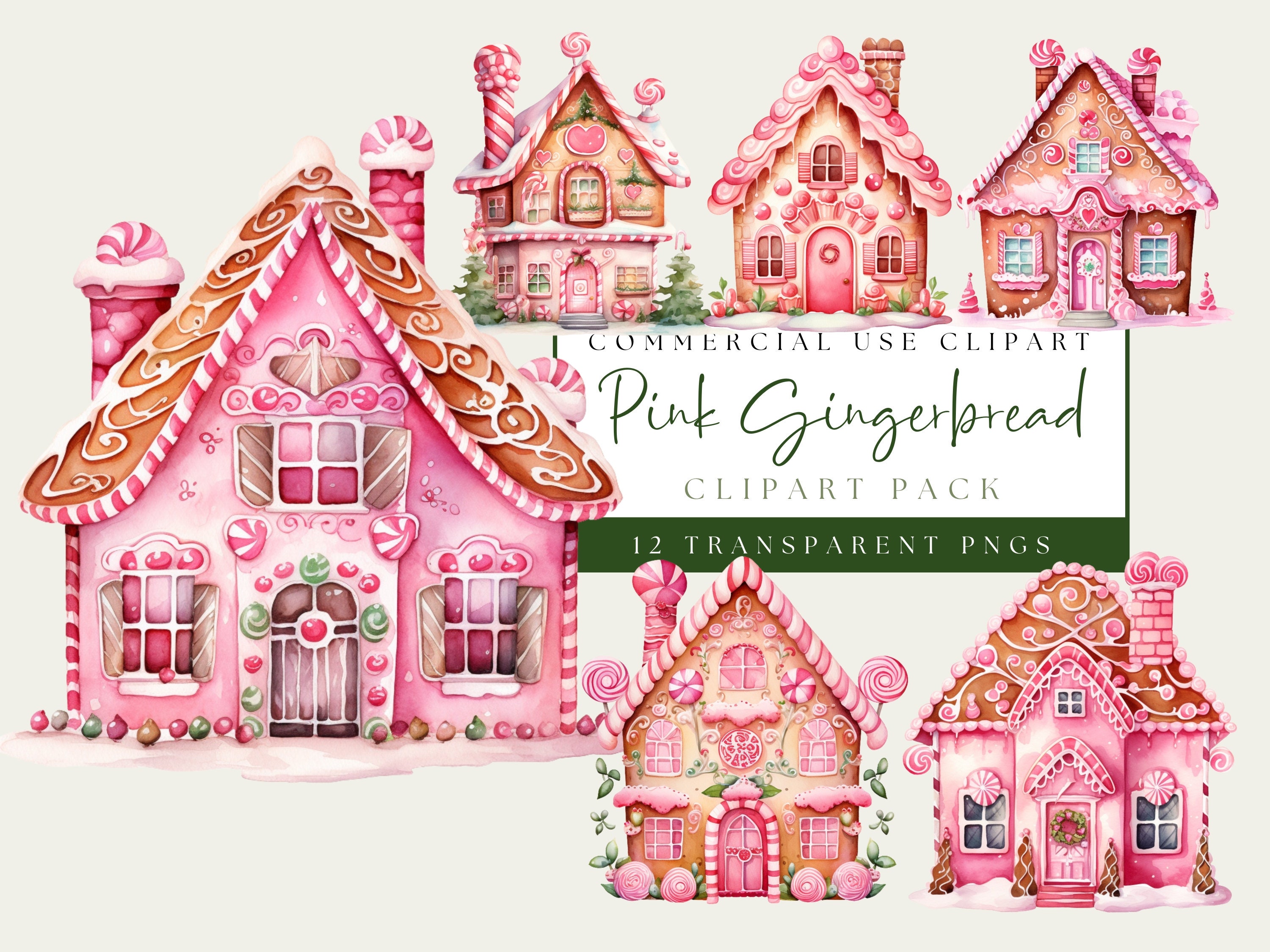 Pink Gingerbread House Clipart. Christmas Images. Candy Pink ...