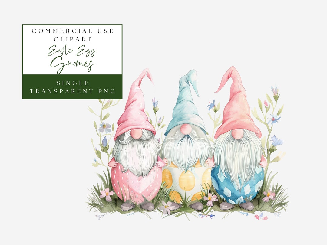 Happy Easter Gnome Clipart. Watercolor Cute Easter Egg Gnomes Image ...