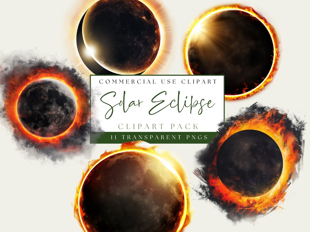 Solar Eclipse Clipart. Astrology Celestial PNG Bundle. Instant Digital ...