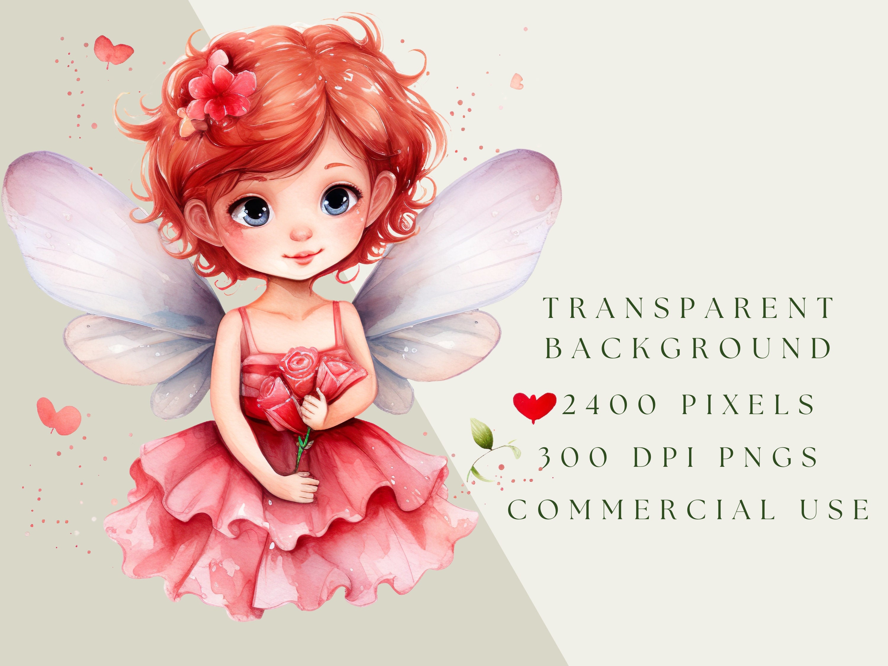 Valentine Fairy Clipart. Pixie Clip Art Bundle. Fantasy Art PNG ...