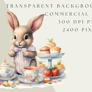 Easter Tea Clipart. Cute Spring Baby Bunny Having Tea Bundle. Easter ...