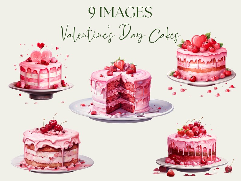Sweet Valentines Day Clip Art. Pink and Red Valentine Cake Pngs ...