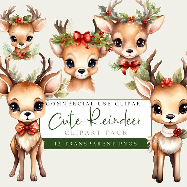 Reindeer Clipart - Etsy