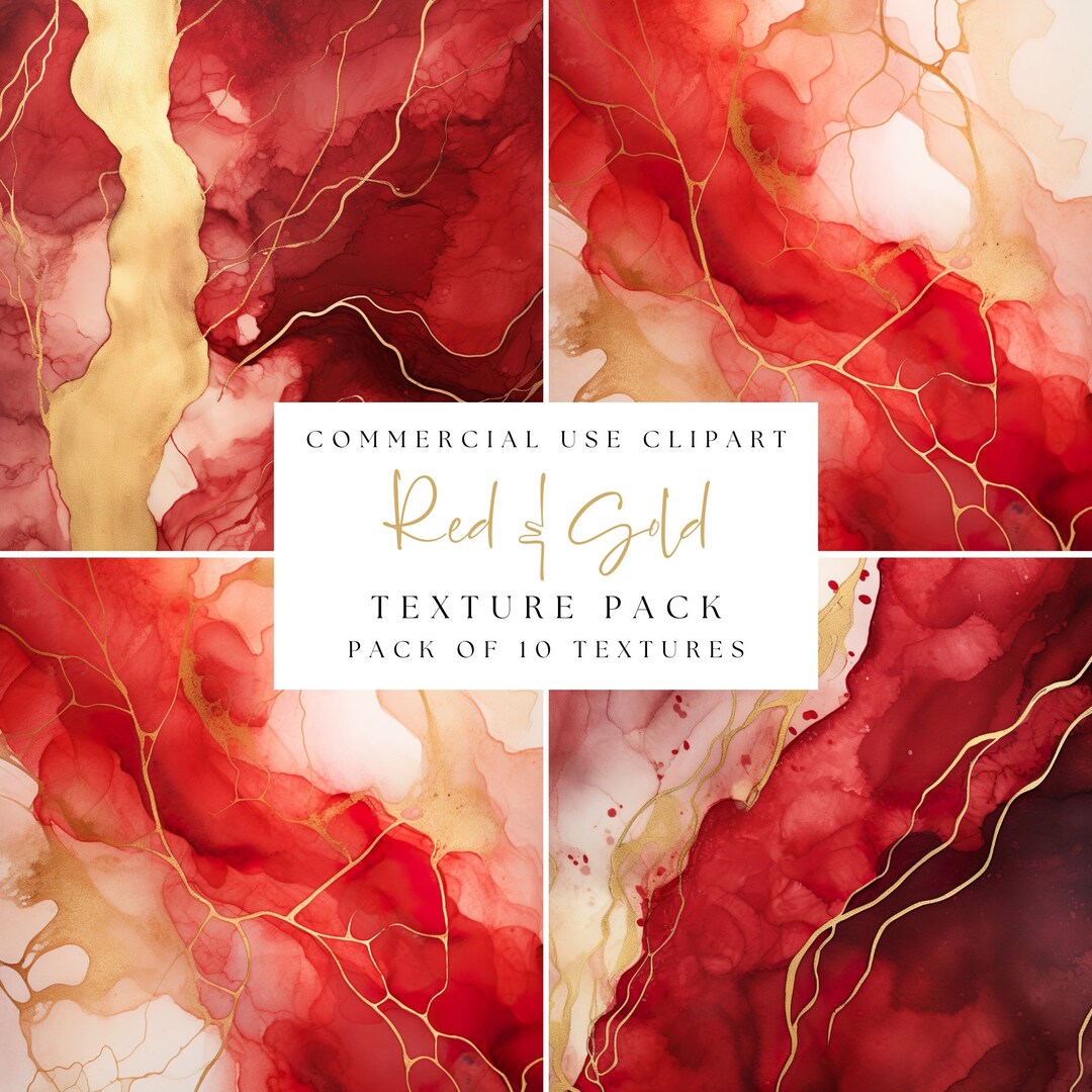 Red and Gold Abstract Texture Clipart. Commercial Use. Alcohol Ink ...