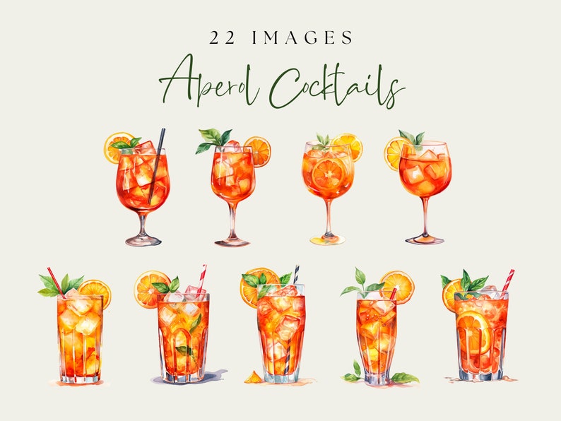 Aperol Clipart. Summer Beverages Bundle. Aperol Spritz PNG. Cocktail ...