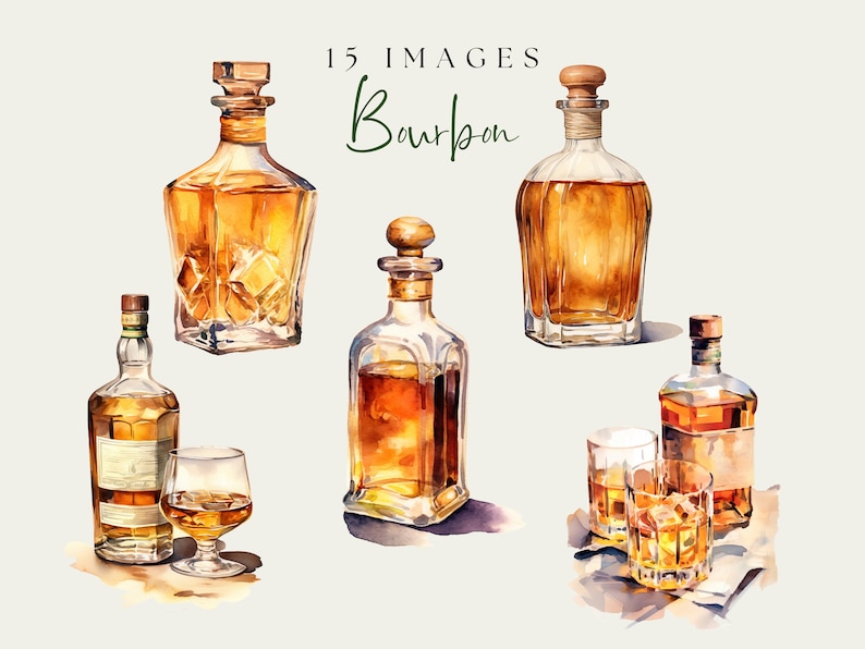 Bourbon Clipart. Whiskey Drinks PNG. Instant Download. Watercolor ...