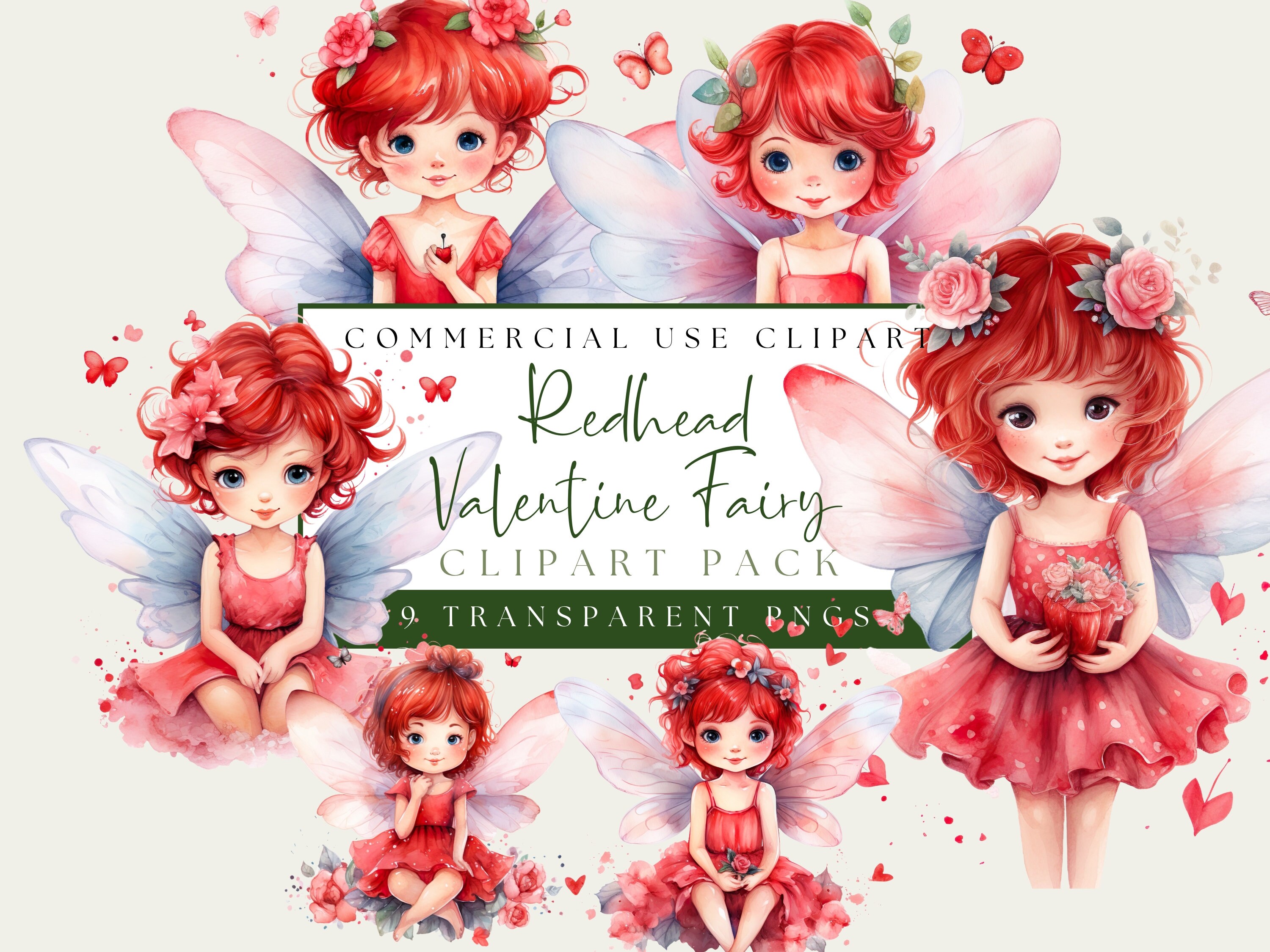 Valentine Fairy Clipart. Pixie Clip Art Bundle. Fantasy Art PNG ...