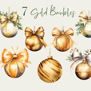 Blue and Gold Xmas Baubles PNG. Watercolor Christmas Ornaments Clip Art ...
