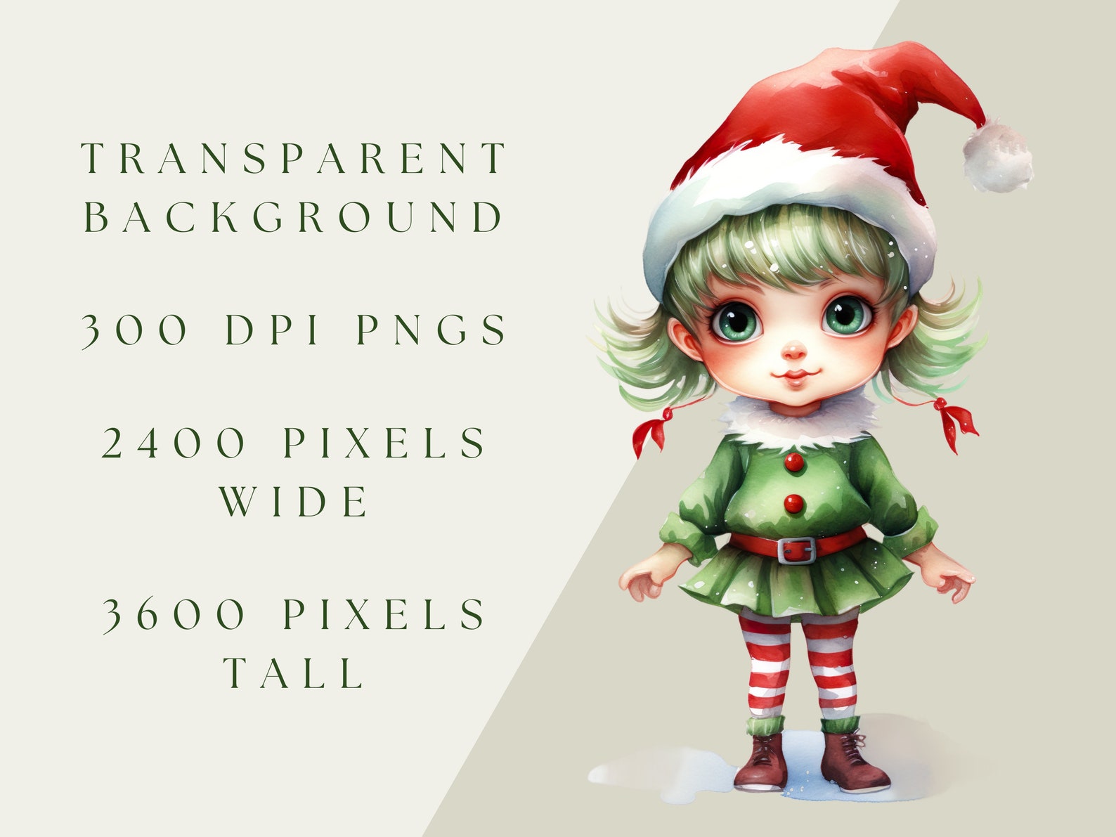 Christmas Elves Clip Art. Watercolor Santa's Helpers Xmas PNG. Holiday ...