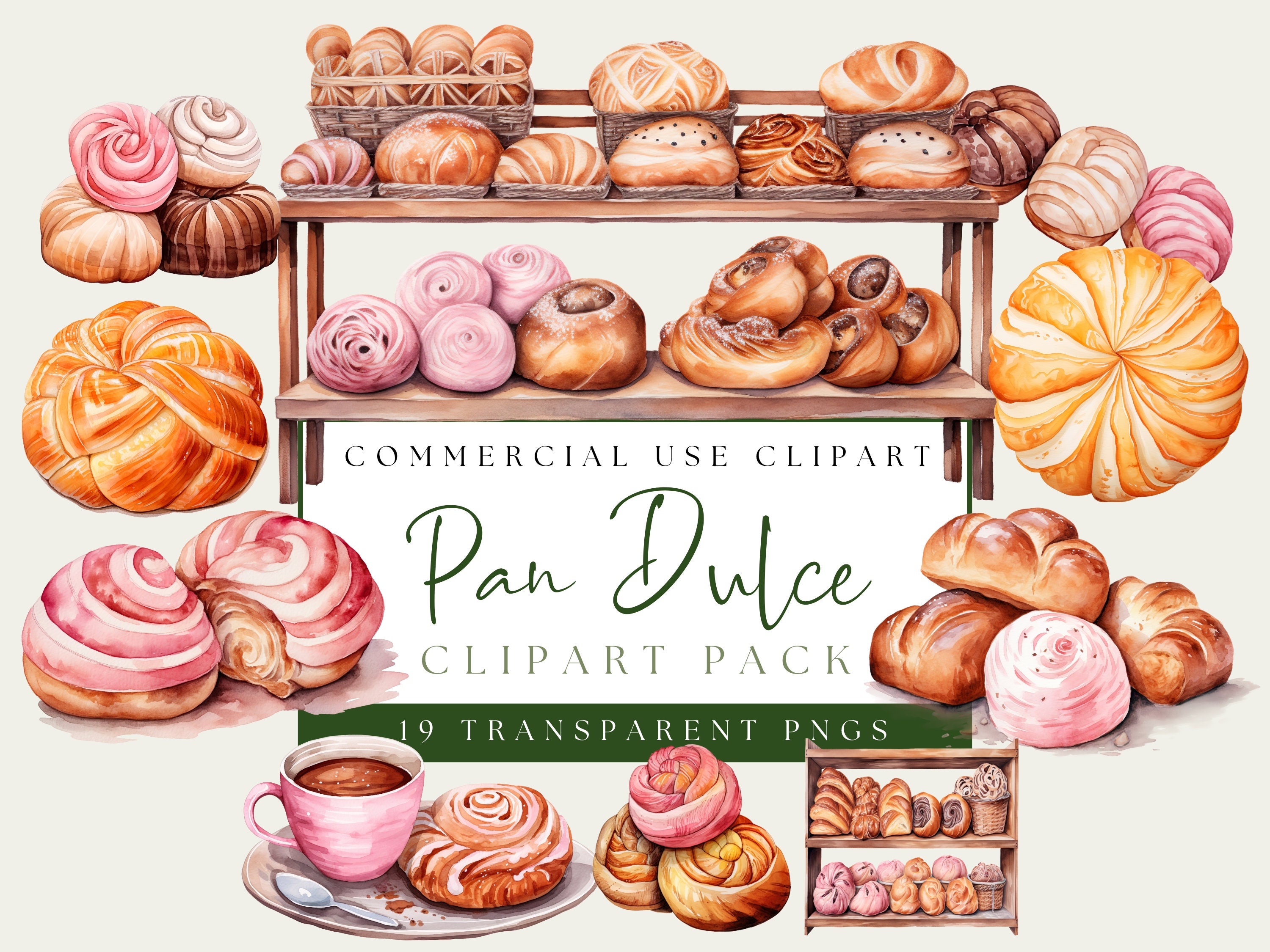Pan Dulce Clipart. Mexican Sweet Bread Bundle. Mexican Pastries Set ...