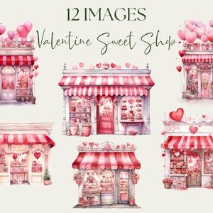 Valentine Candy Shop Clipart. Pink & Red Valentine Sweet Shop PNG ...