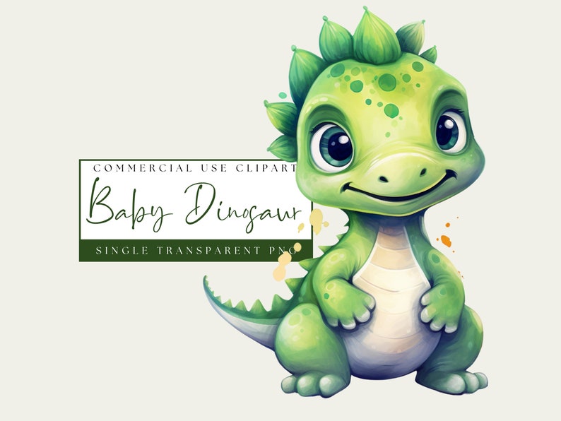 Baby Trex Clip Art. Watercolor PNG Image. Dinosaur Graphic. - Etsy