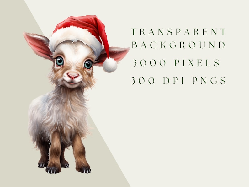 Christmas Goats Clipart. Watercolor Cute Xmas Baby Kid Goat Image ...