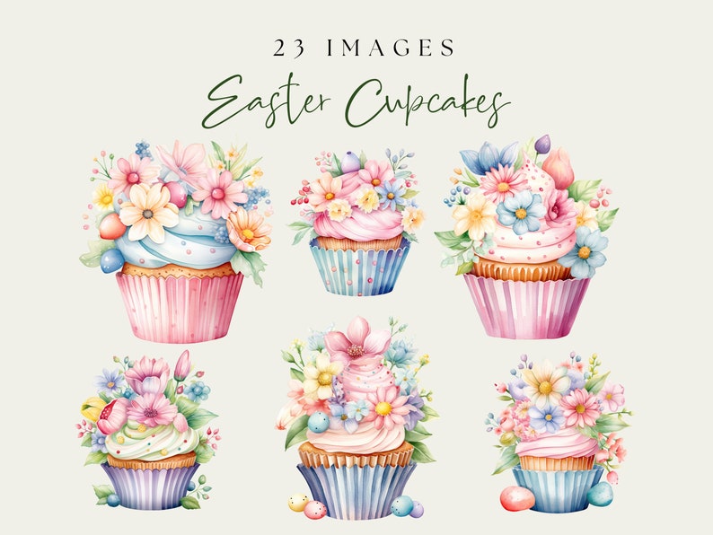 Easter Cupcake Clipart. Pastel Spring Cupcake Images. High Quality Pngs ...