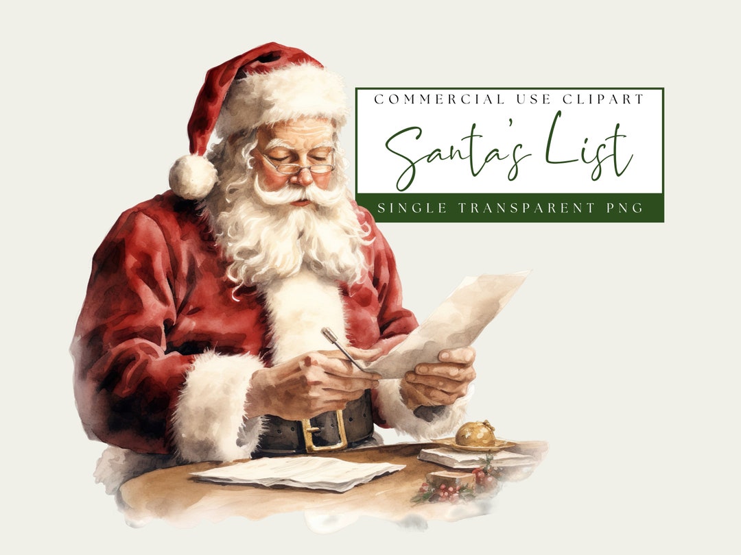 Santa List Clip Art. Watercolor Naughty or Nice List. Holiday PNG ...