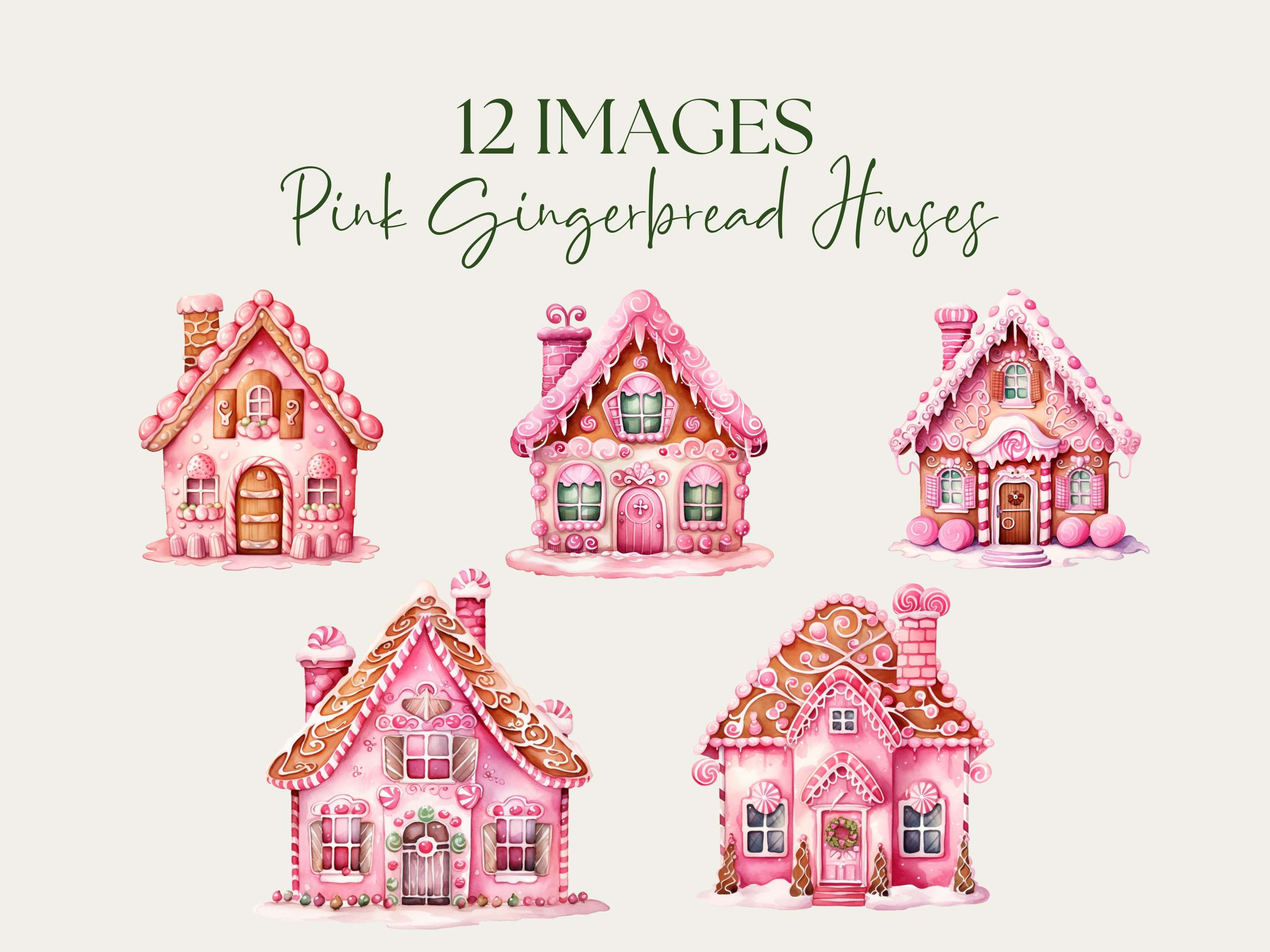 Pink Gingerbread House Clipart. Christmas Images. Candy Pink ...