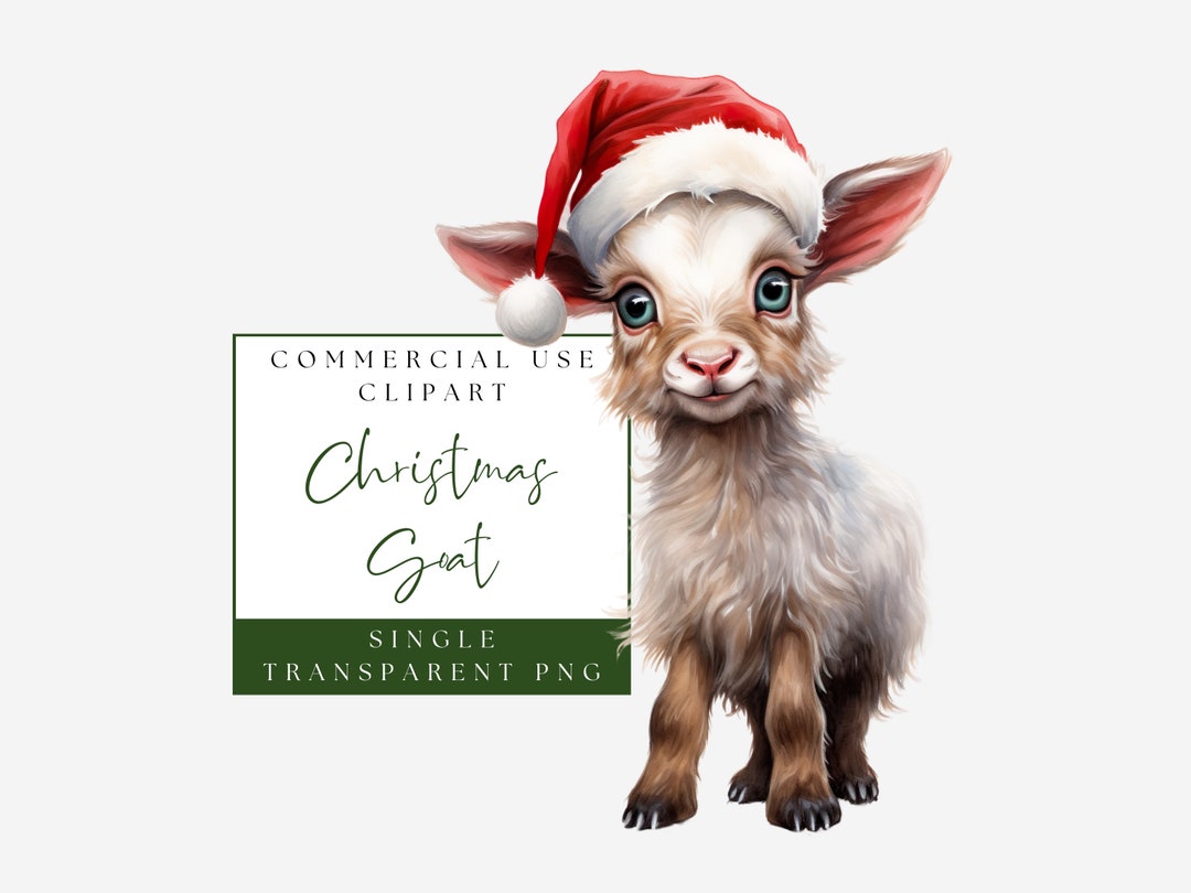 Christmas Goats Clipart. Watercolor Cute Xmas Baby Kid Goat Image ...