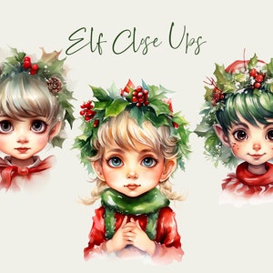 Christmas Elves Clip Art. Watercolor Santa's Helpers Xmas PNG. Holiday ...