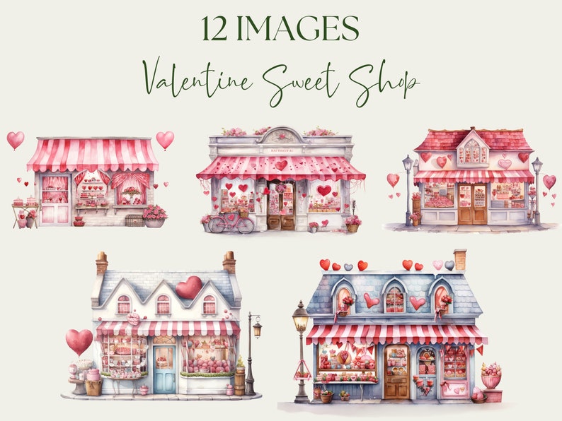 Valentine Candy Shop Clipart. Pink & Red Valentine Sweet Shop PNG ...