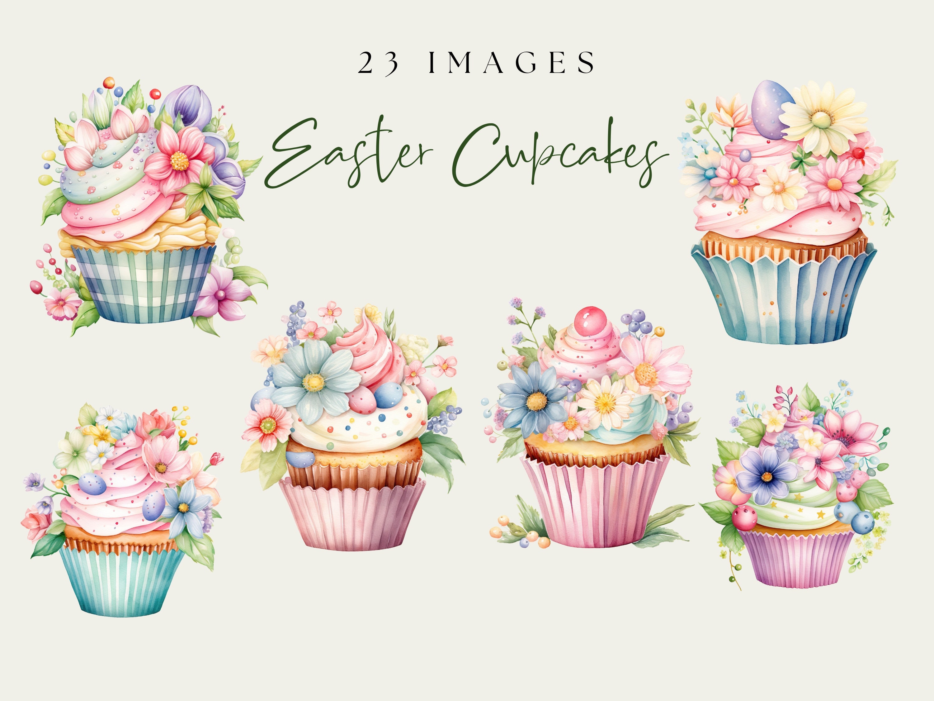 Easter Cupcake Clipart. Pastel Spring Cupcake Images. High Quality Pngs ...