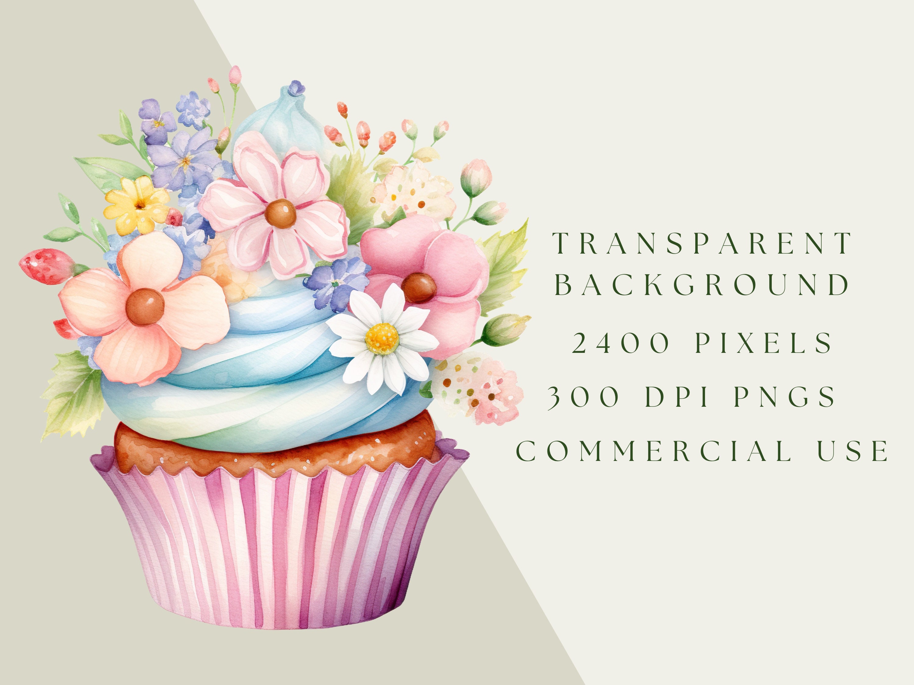 Easter Cupcake Clipart. Pastel Spring Cupcake Images. High Quality Pngs ...