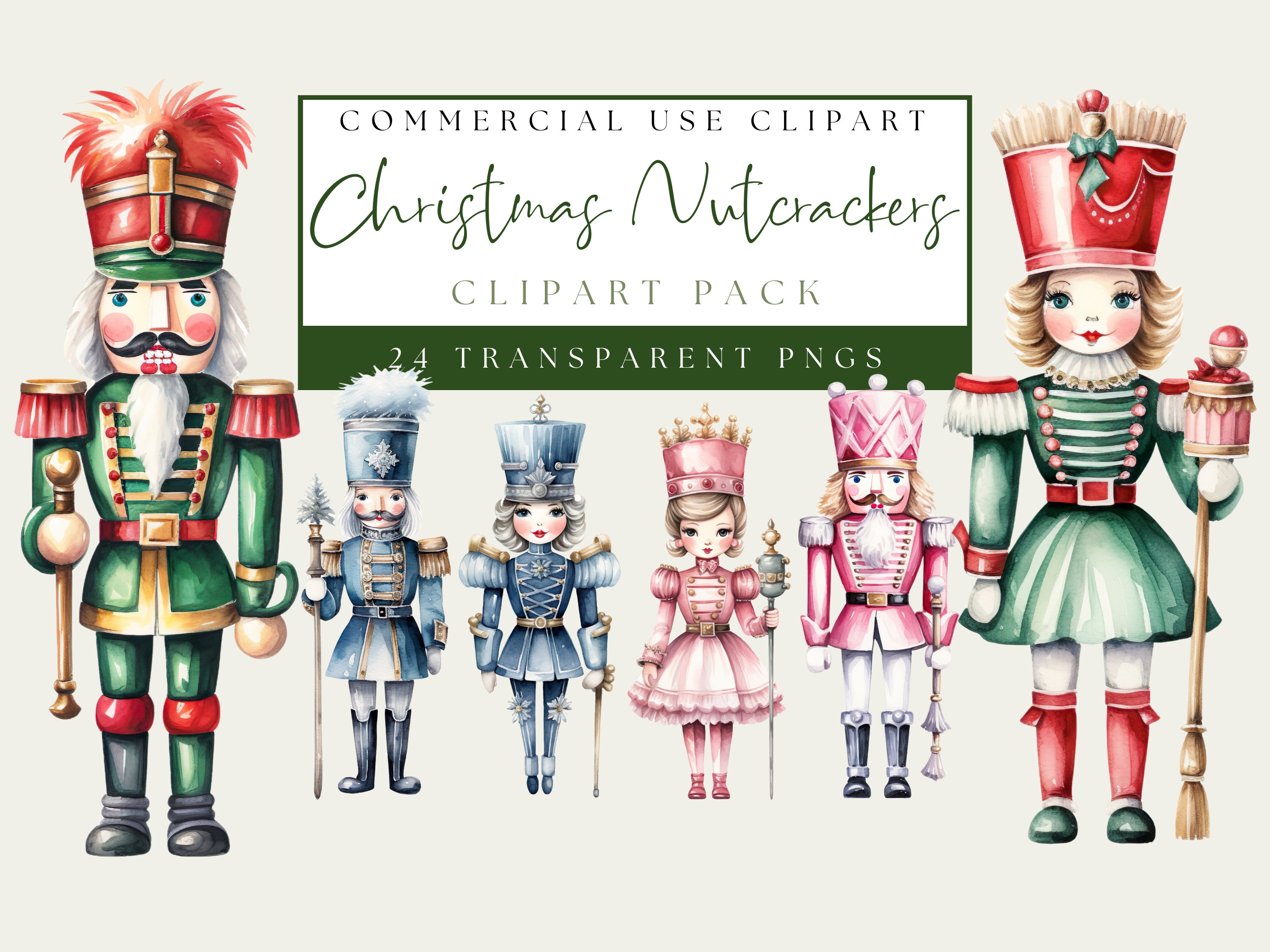 Christmas Nutcracker Clip Art. Watercolor Winter PNG. Xmas Decor ...