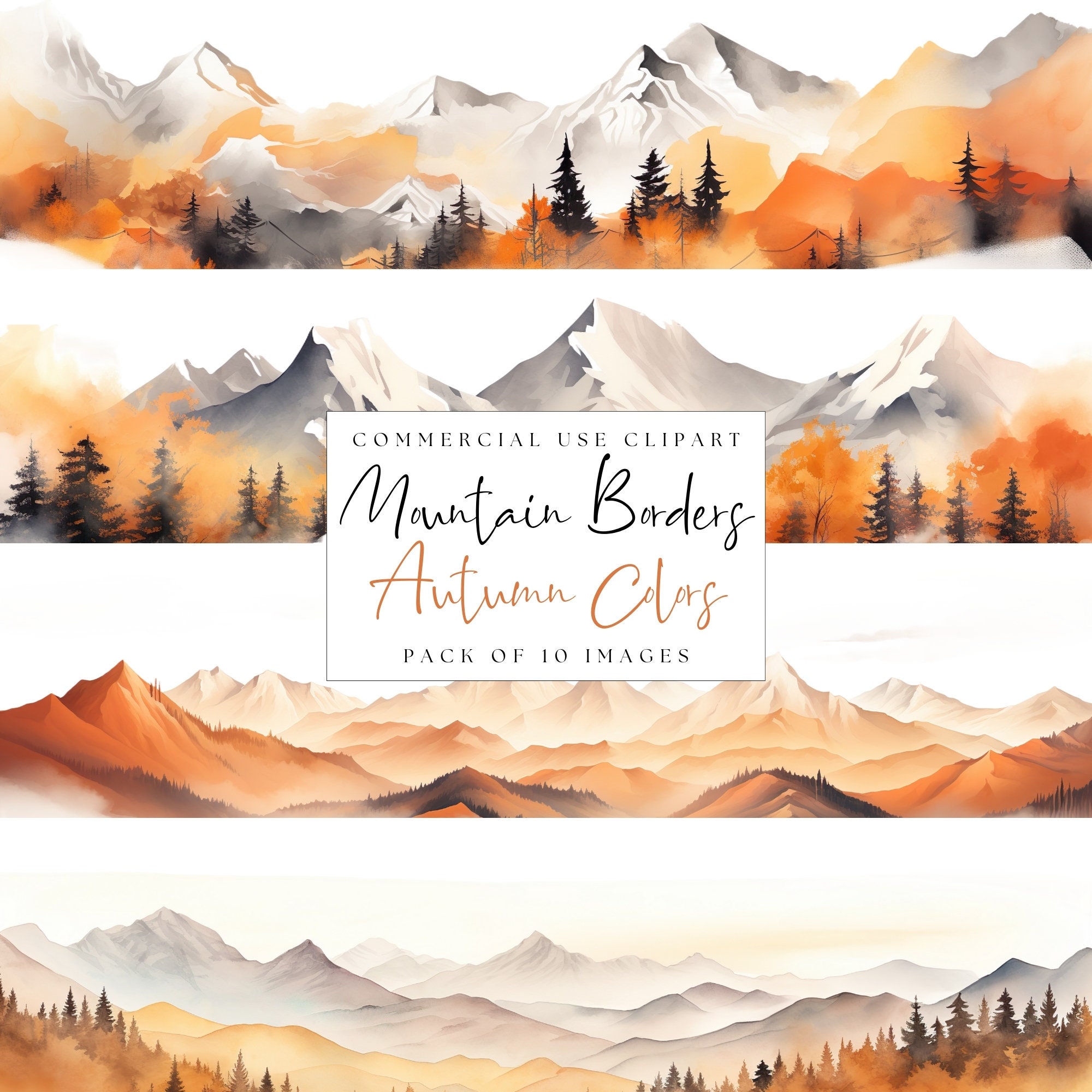 Mountain Border Clipart. Autumn Nature Scenes. Orange Fall Mountain Panorama. PNG Clip Art ...