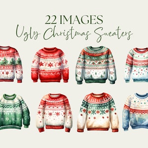 Christmas Jumper Clipart PNG. Watercolor Ugly Christmas Sweater Day ...