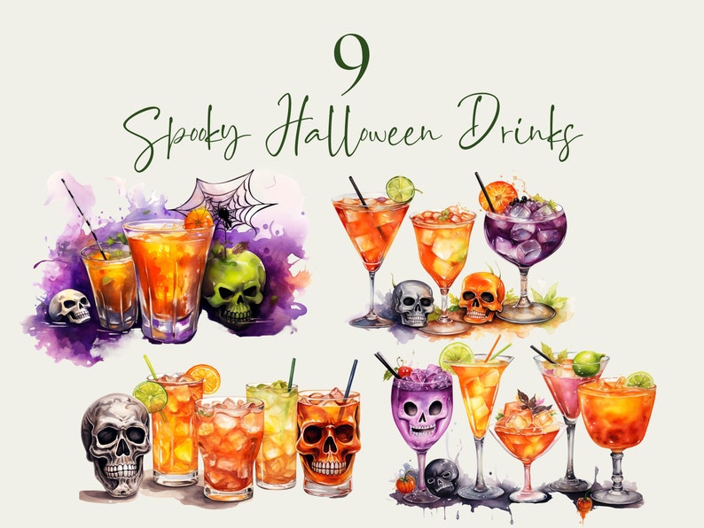 Halloween Cocktail Clipart. Spooky Halloween Drinks. PNG - Etsy