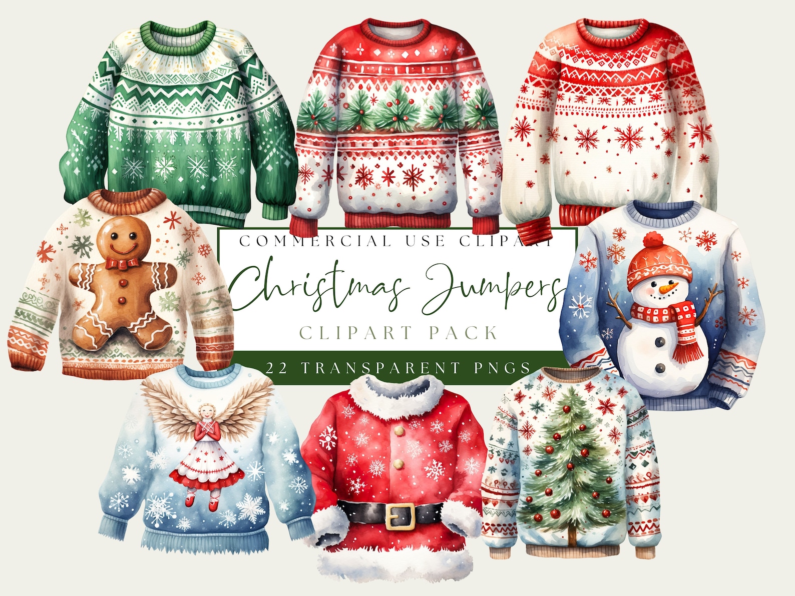 Christmas Jumper Clipart PNG. Watercolor Ugly Christmas Sweater Day ...