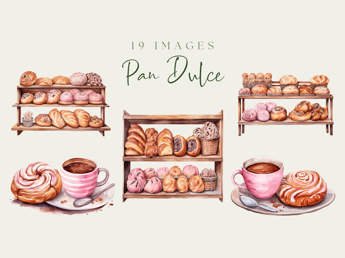 Pan Dulce Clipart. Mexican Sweet Bread Bundle. Mexican Pastries Set ...