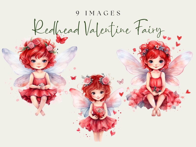 Valentine Fairy Clipart. Pixie Clip Art Bundle. Fantasy Art PNG ...
