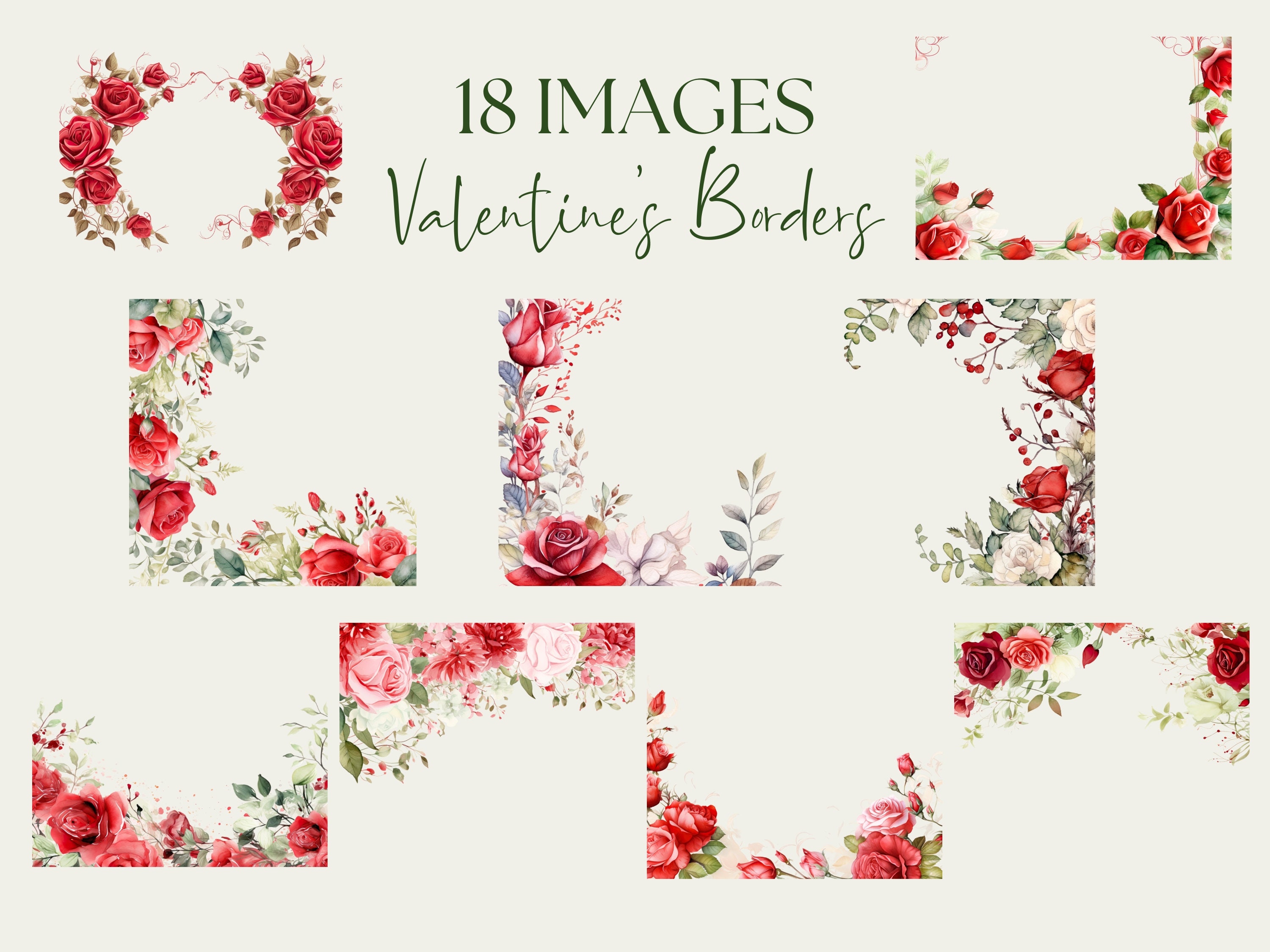 Valentine Floral Borders and Corners Clip Art Bundle. - Etsy