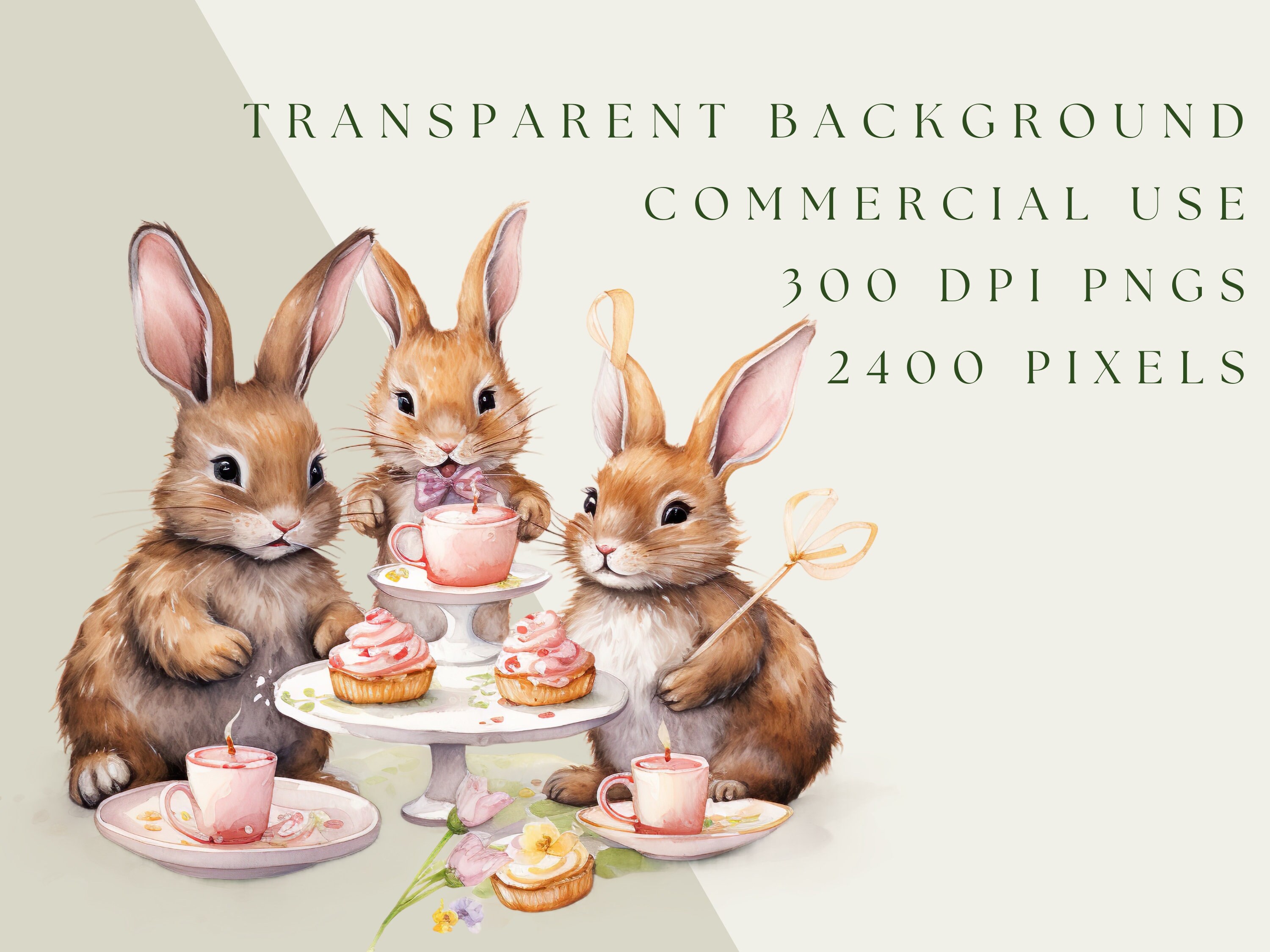 Easter Tea Clipart. Cute Spring Bunnies Having Tea Bundle. Easter ...