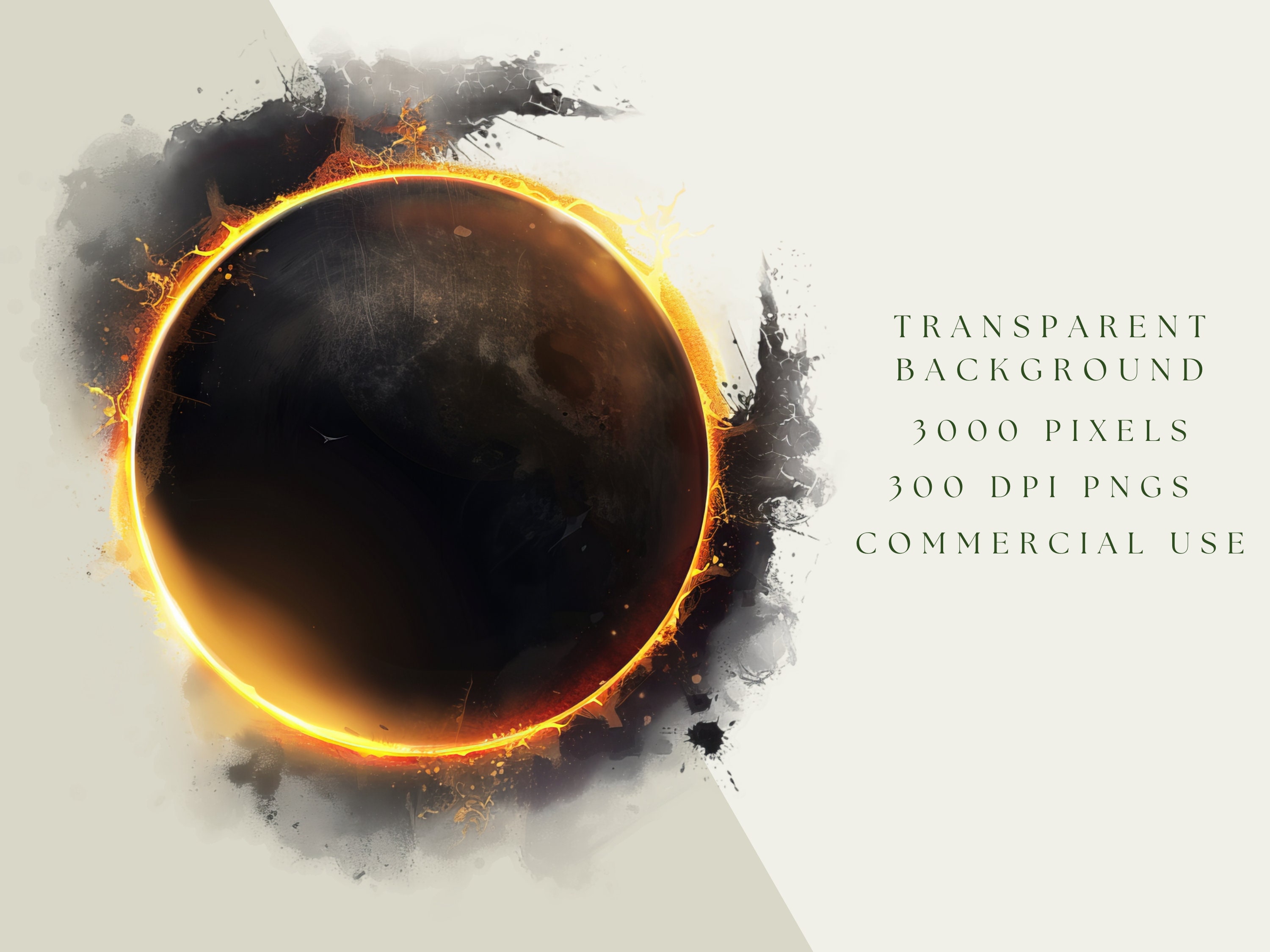 Solar Eclipse Clipart. Astrology Celestial PNG Bundle. Instant Digital ...