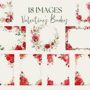 Valentine Floral Borders and Corners Clip Art Bundle. Watercolor ...