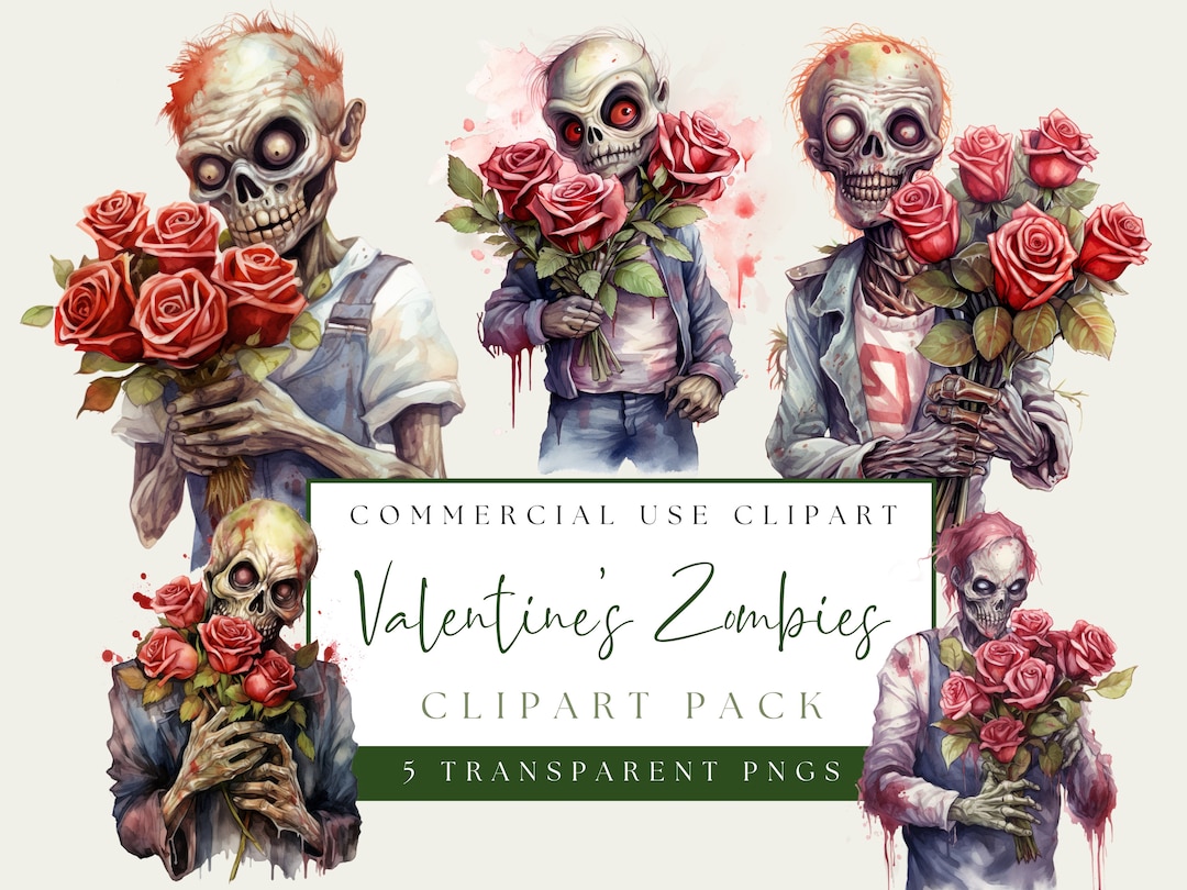 Valentine Zombie Clipart. Gothic Valentine Bundle. Dark Valentine PNG ...