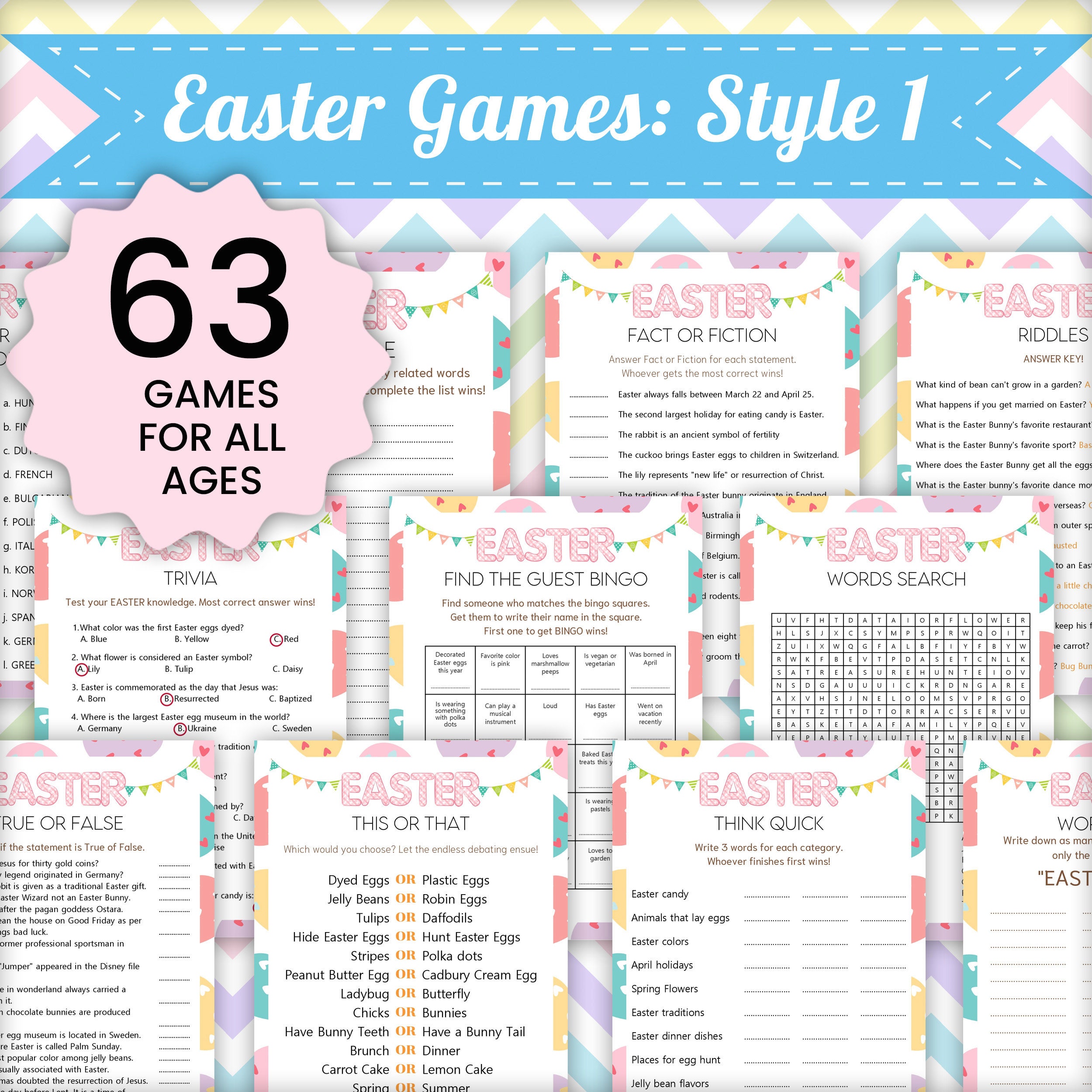 Easter Printable Games, Kids Easter Games, Fun Easter Party Games ...