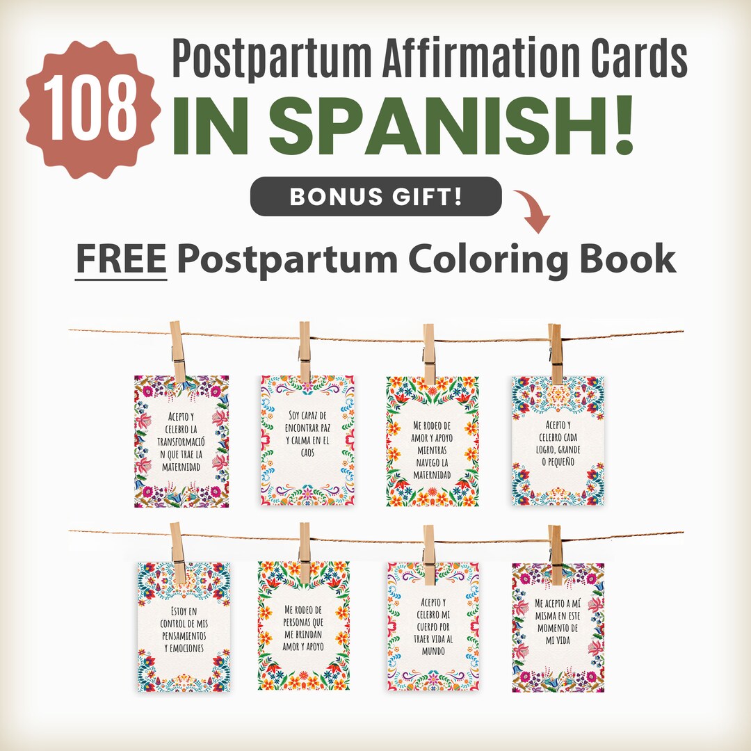 Spanish Postpartum Affirmation Cards Printable, Mexican Positive ...
