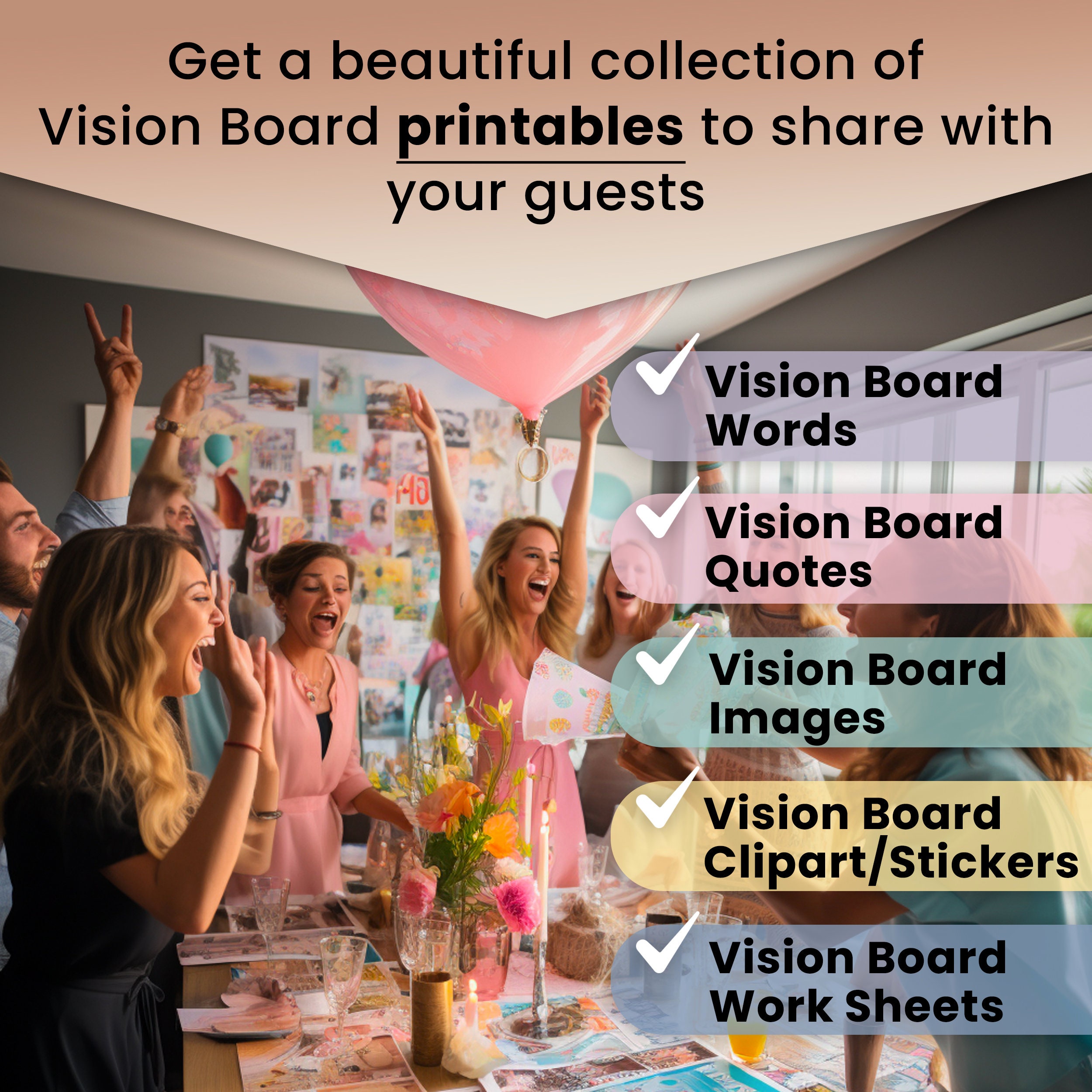 Vision Board Party Kit for Manifestation Vision Board Printables for ...