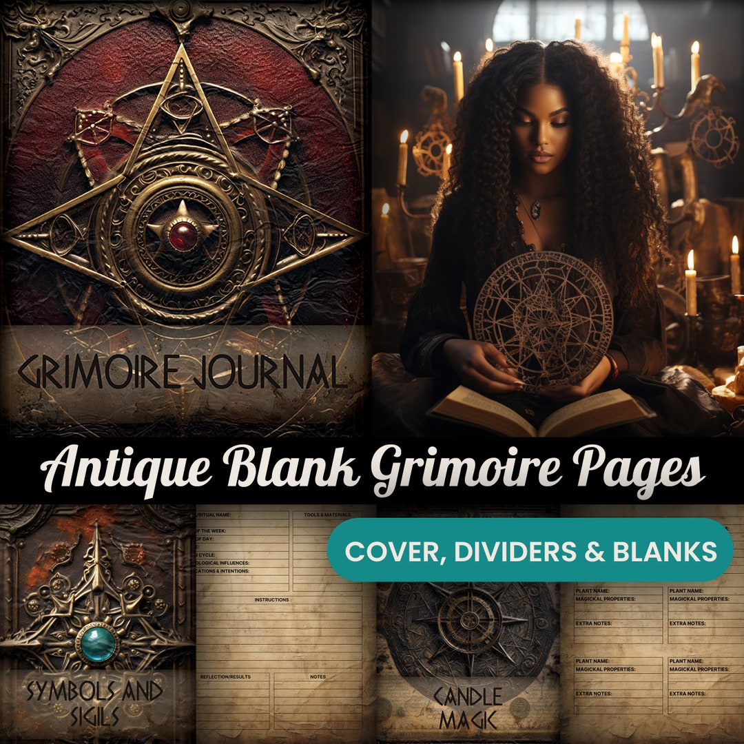 Digital Grimoire Journal, Blank Grimoire Pages, Antique Witch Grimoire ...