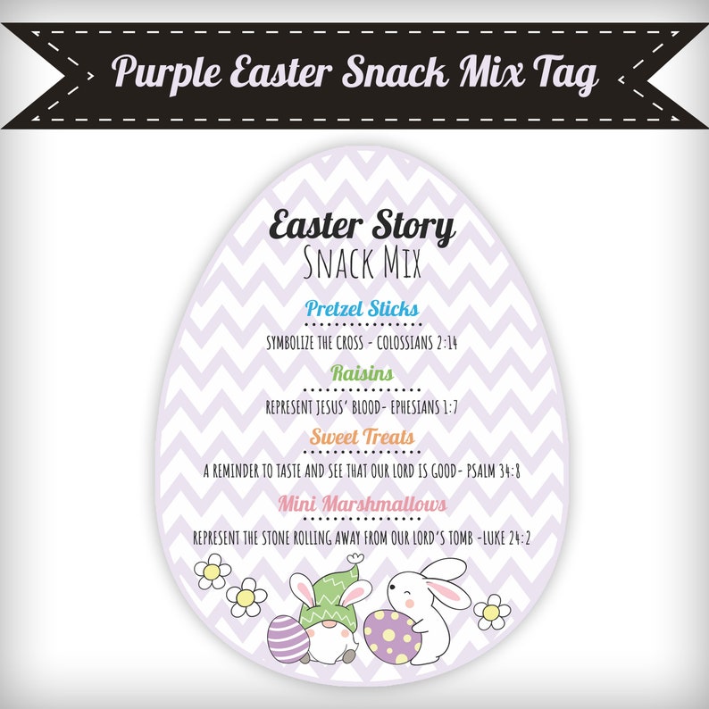 Easter Story Snack Mix Printable Tags, Easter Snack Mix Printable Happy ...